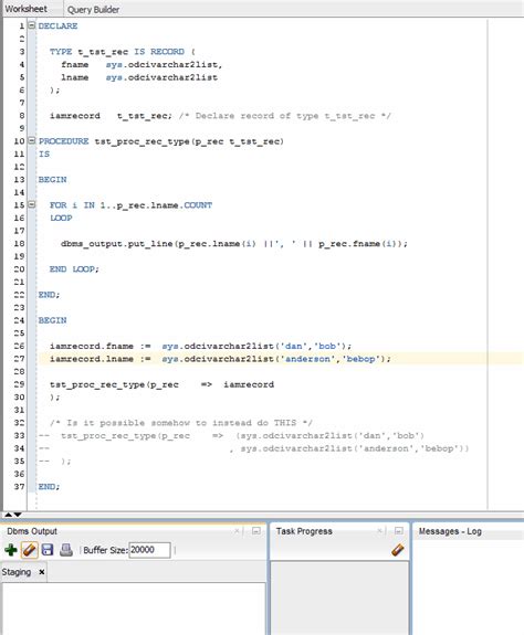 Plsql Does Oracle Allow You To Simply Supply The Expected Data Types For A Record Without