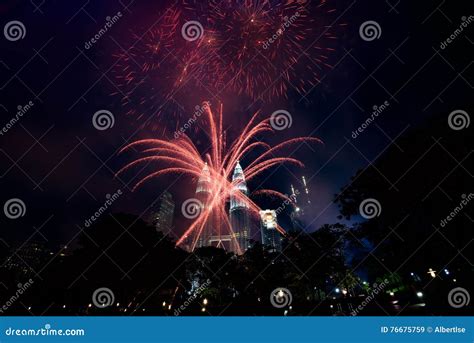 Fireworks In Kuala Lumpur Stock Image Image Of Merdeka 76675759