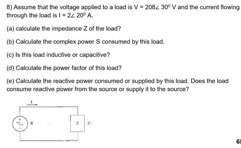 Solved 8 Assume That The Voltage Applied To A Load Is V Chegg Com