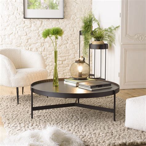 Table Basse Ronde Bois Métal Noir Corumba Tables Basses Pier Import