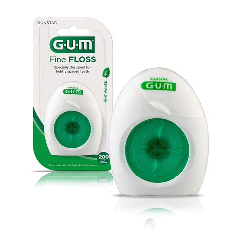 Gum Fine Waxed Dental Floss Mint 200 Yards 6pk Premium Dental Care For Fresh Breath
