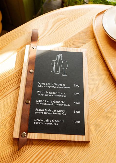 Custom Wood Menu Holder With Leather Strap Perfect Menu Board For