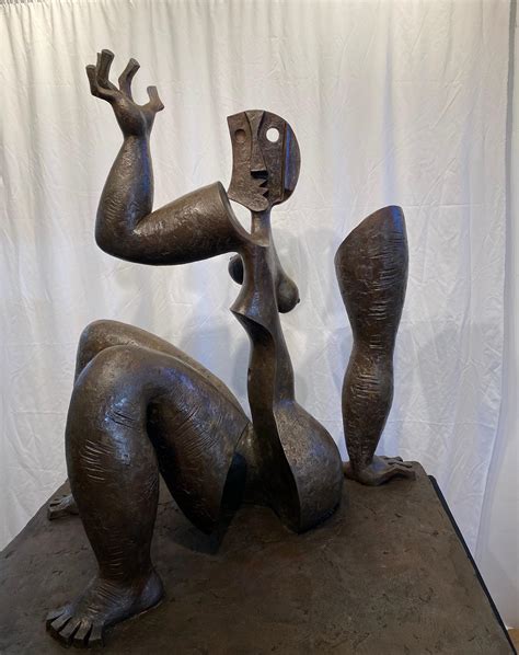 Monumental Patinated Bronze Abstract Sculpture Of A Female Nude By