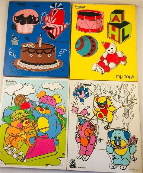 Vintage Playskool 4 Wooden Puzzles Birthday Party My Toys All Tangeled
