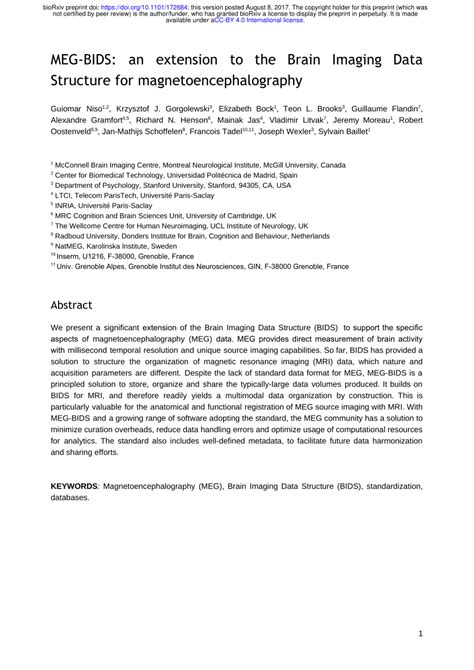 Pdf Meg Bids An Extension To The Brain Imaging Data Structure For