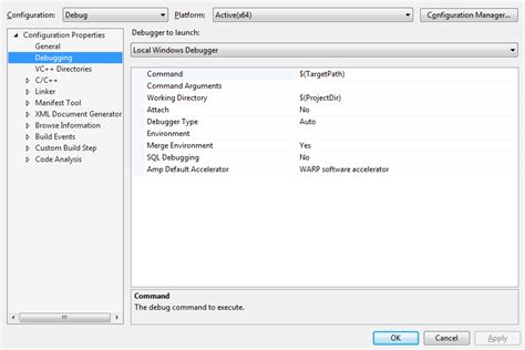 Visual C Is It Possible To Change The Working Directory Through VC Property Sheet Stack