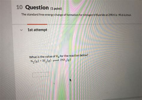 solved 2nd attempt calculate kp at 25 00°c for the following