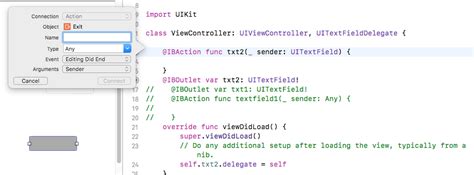 Ios Textfield Appears As An Action In Xcode Stack Overflow