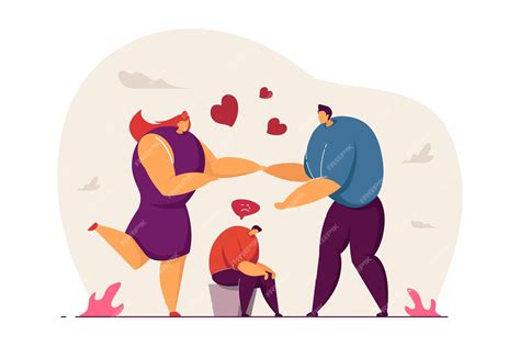 Hombre Celoso De Pareja Feliz Triste Personaje Masculino Con La Cabeza