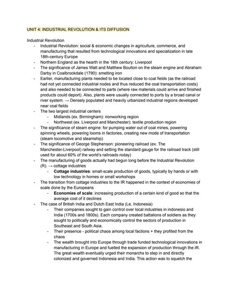 Solution Human Geography Industrial Recolution And Its Diffusion