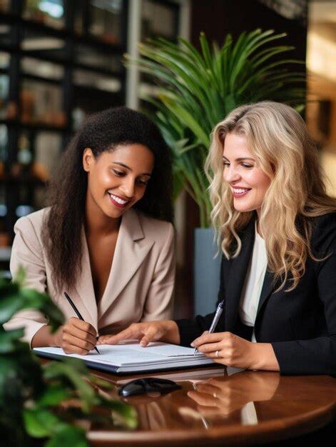 Premium Photo Businesswoman Examining Business Documents Sitting At