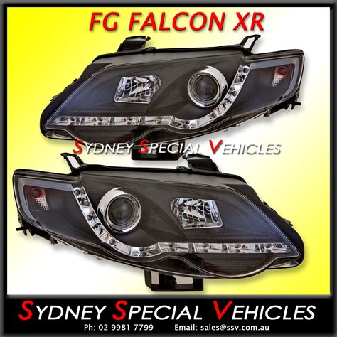 Headlights For Fg Falcon Xr6 Xr8 Drl Style Black