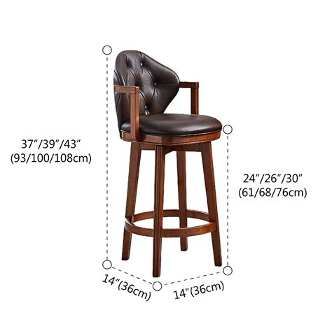 Genuine Leather Traditional Wingback Swivel Bar Stool Solid Wood Homeyfad