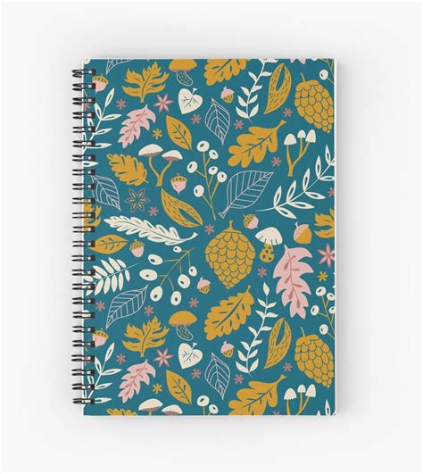 Blue Gold Foliage Notebook Fall Foliage Pattern Books Blue Gold