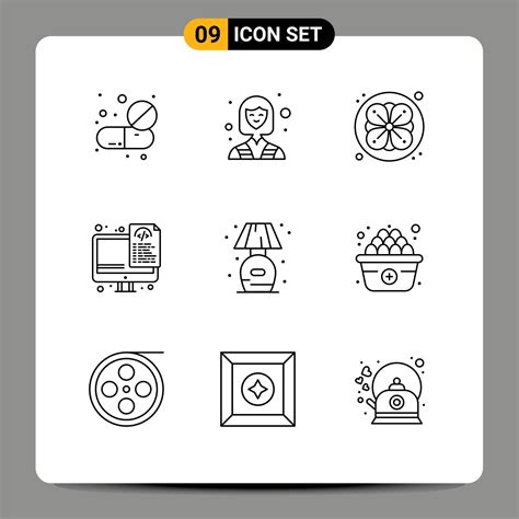 Set Of 9 Modern Ui Icons Symbols Signs For Living Files Worker