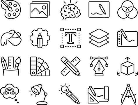 Premium Vector Icon Set Of Creativity Art Graphic Design Science Think Thinking Thin Line
