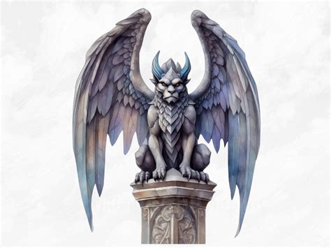 Watercolor Gargoyle Clipart 9 Png Gargoyle Clipart Gothic Etsy