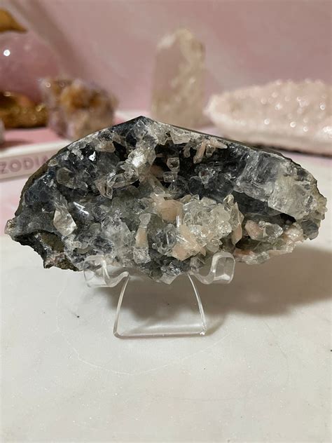 Stunning Apophyllite On Shimmering Black Chalcedony Etsy