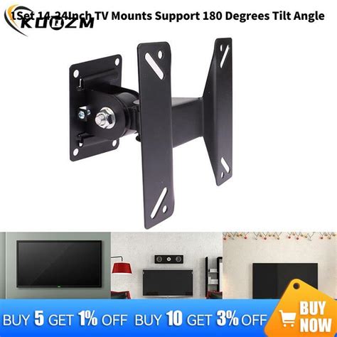 Tv 마운트 Lcd Led 모니터 벽 마운트 브래킷 고정 평면 패널 Tv 프레임 지지대 나사 포함 180 도 틸트 각도 14 24 인치 1 세트 홈 오디오