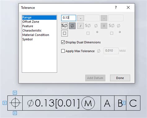 Geometric Tolerance Precision On Dual Dimensions Solidworks Cad