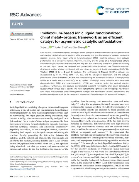 Pdf Imidazolium Based Ionic Liquid Functionalized Chiral Metal