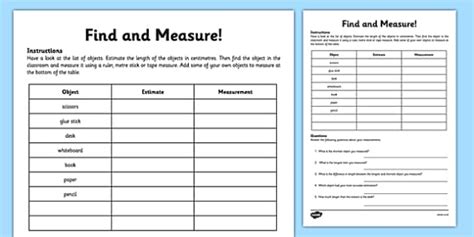 Find And Measure Classroom Objects Worksheet Teacher Made