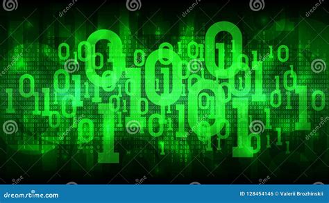 Abstract Futuristic Cyberspace With Binary Code Matrix Green
