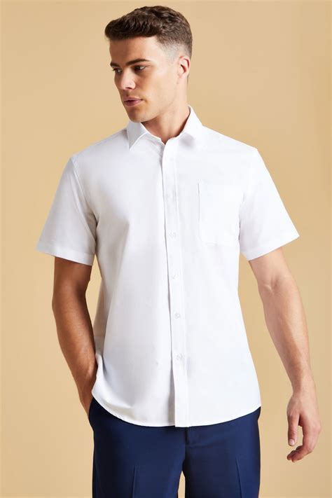 Mens Short Sleeve Cotton Rich Oxford Shirt White Simon Jersey