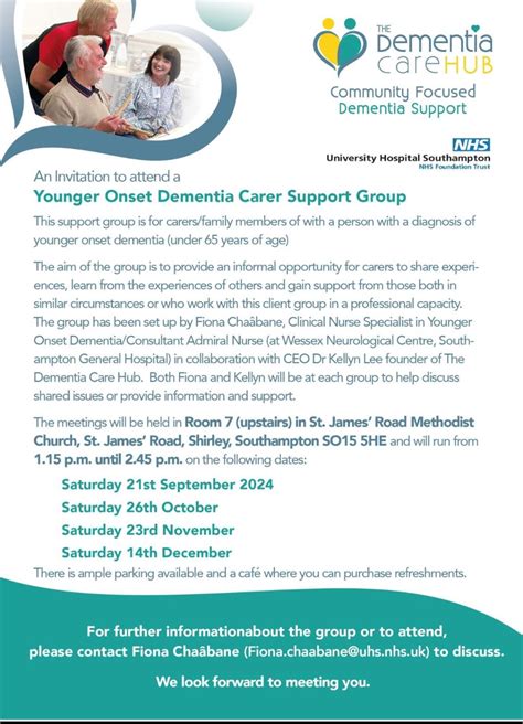 Our Second Younger Onset Dementia Carer Group Will Be Running This Saturday Facilitated By The