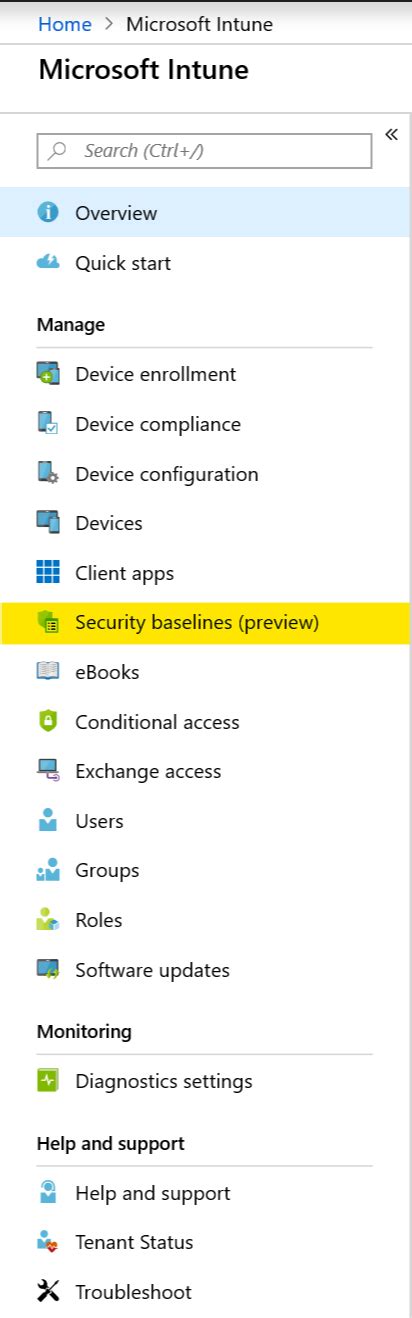 Intune Security Baselines Preview Oscc