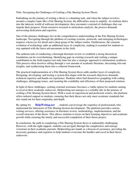 File Sharing System Thesis Pdf