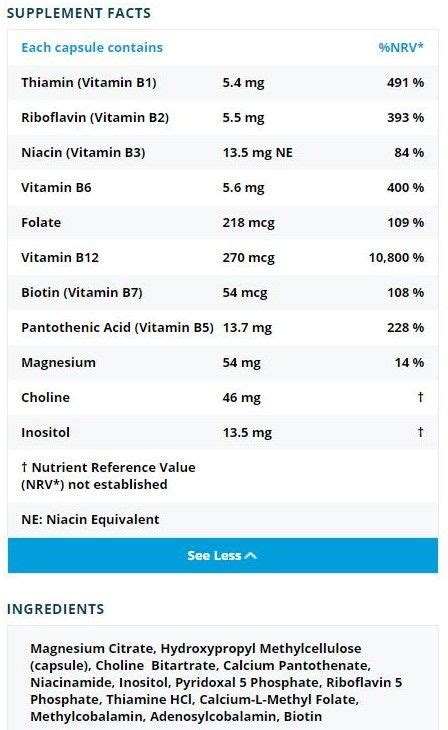 Metabolics Vitamin B Complex 180 Kapseln