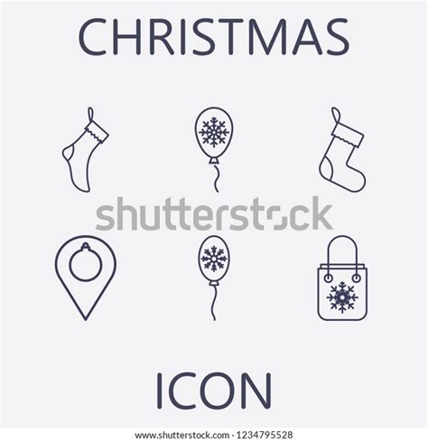 Outline 6 Christmas Icon Setvector Illustration Stock Vector Royalty