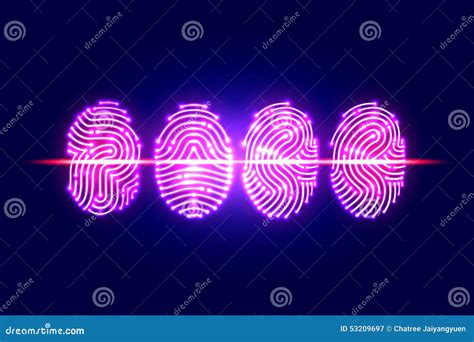 Fingerprint Scan Illustration Security Concept Biometric Identification Vector Illustration