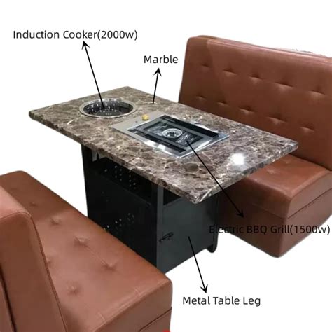 Electric Hot Pot Table For Restaurant Built In Square