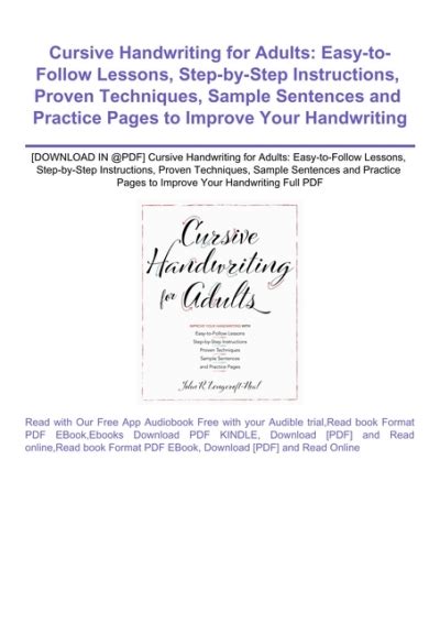 DOWNLOAD IN PDF Cursive Handwriting For Adults Easy To Follow Lessons Step By Step