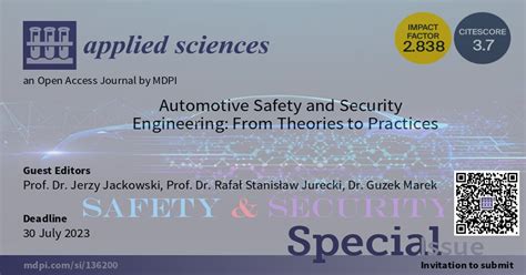 Applied Sciences Special Issue Automotive Safety And Security