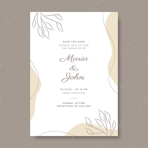 Premium Vector Hand Drawn Minimal Wedding Invitation