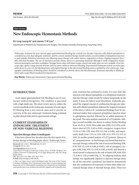 Pdf New Endoscopic Hemostasis Methods