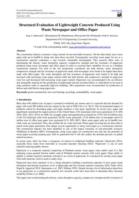 Structural Evaluation Of Lightweight Concrete Produced Using Pdf