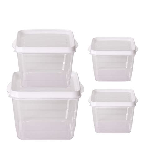 Kit 4 Potes Quadrados Multiuso Plástico Chef Pro 610ml 1910ml 4600ml