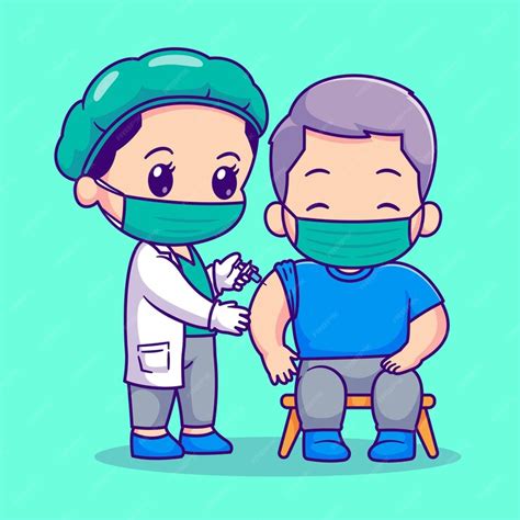 Doutor Bonito Que Injeta O Paciente Cartoon Vector ícone Ilustração