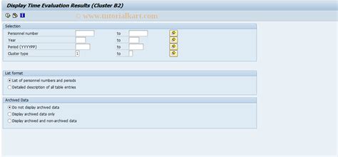 PT SAP Tcode Display Cluster B