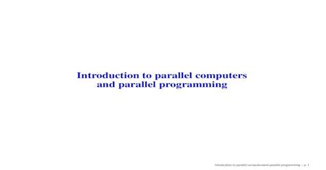 pdf introduction to parallel computers and parallel programming