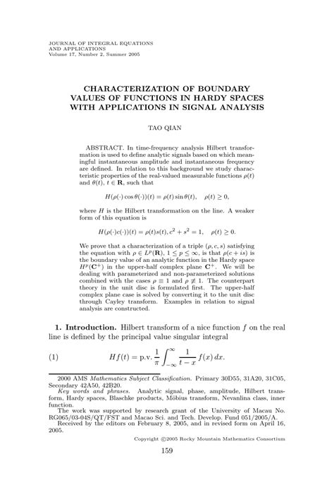 pdf characterization of boundary values of functions in hardy spaces