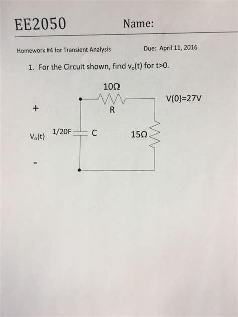 solved for the circuit shown find v 0 t for t 0