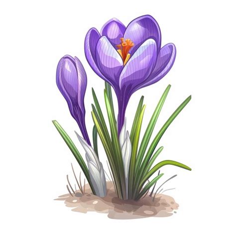 Crocus Isolated On White Background Premium Ai Generated Image
