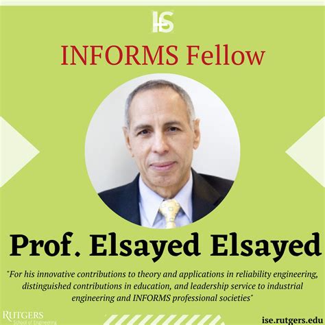 Rutgers Ise Professor Dr Elsayed Elsayed Has Been Inducted As An