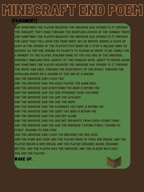 Minecraft End Poem Poemas Minecraft