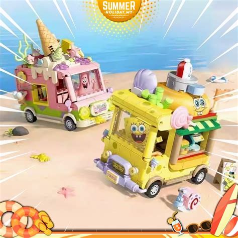 Sembo Block Spongebob Squarepants Series Icecream Burger Food Truck T Decoration Building